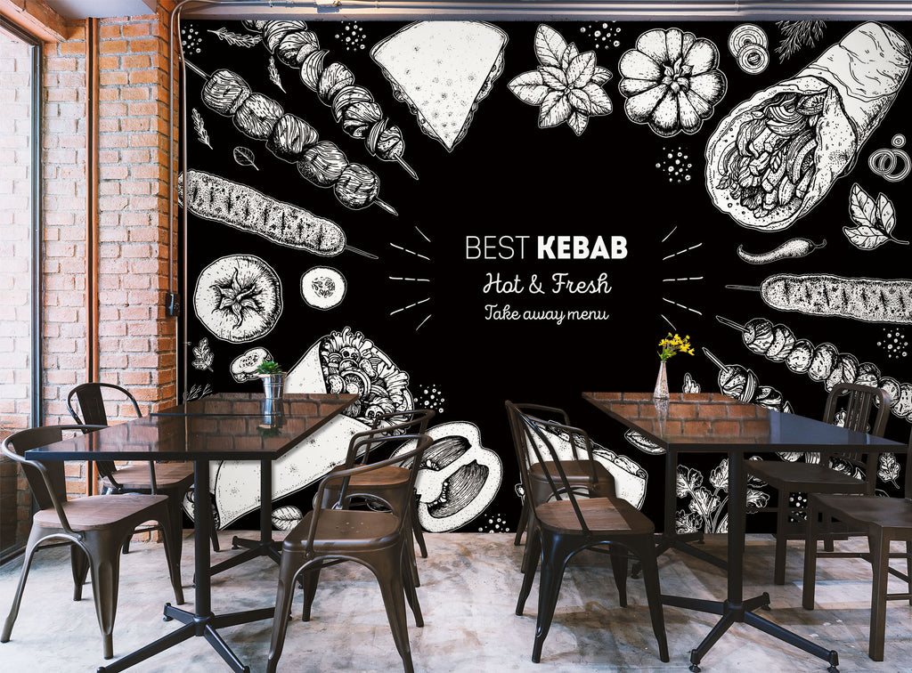3D Grill Kebab Shop BBQ 327 Wall Mural Wall Murals Commercial | AJ ...