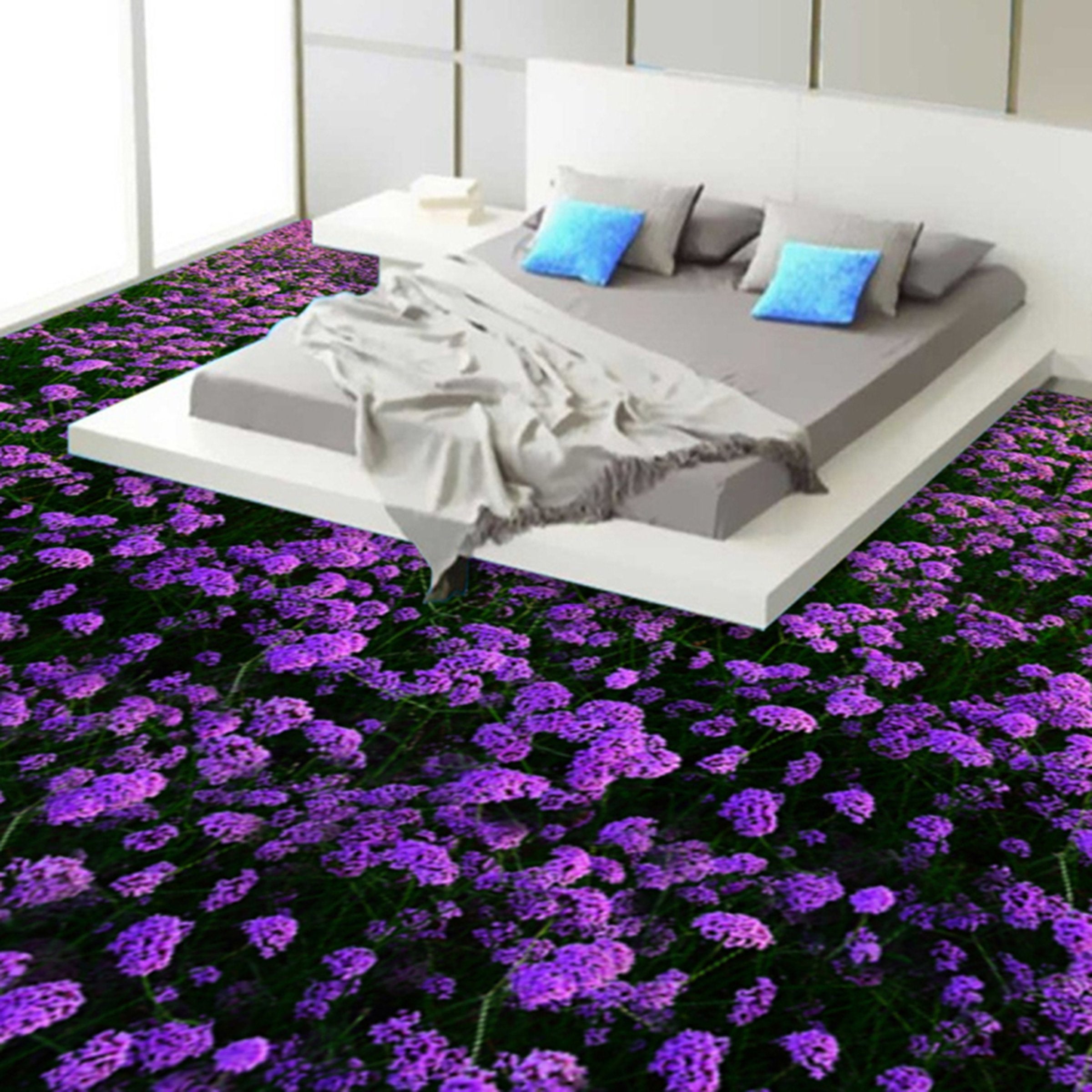3D Purple Lavender WG312 Floor Mural Self-Adhesive Sticker Bathroom No ...