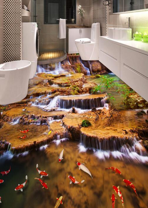 3D Stream And Lakes Floor Mural Non-slip, Waterproof & Removable Rug ...