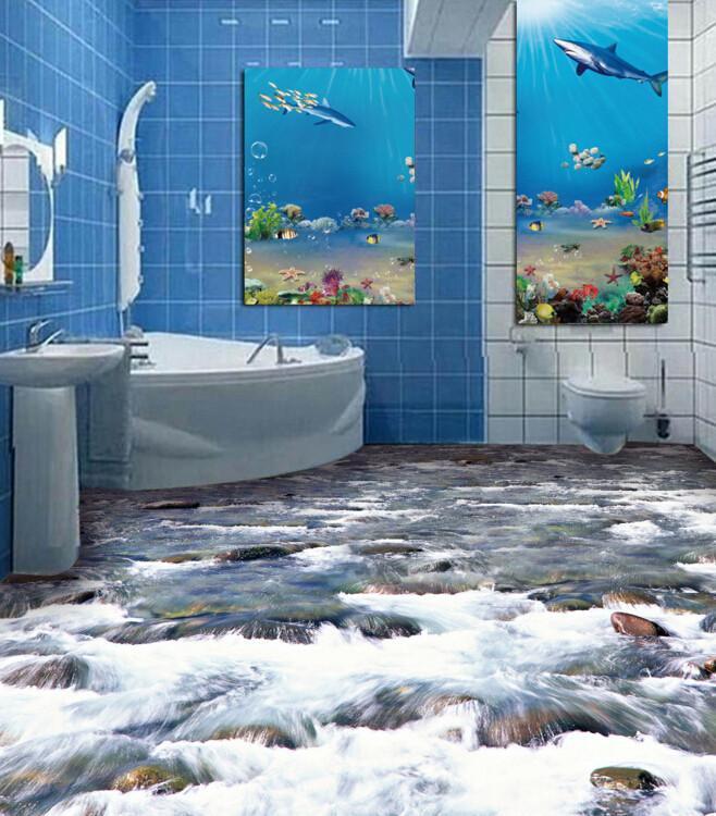 3D Lively Stream Floor Mural Non-slip, Waterproof & Removable Rug Mat ...