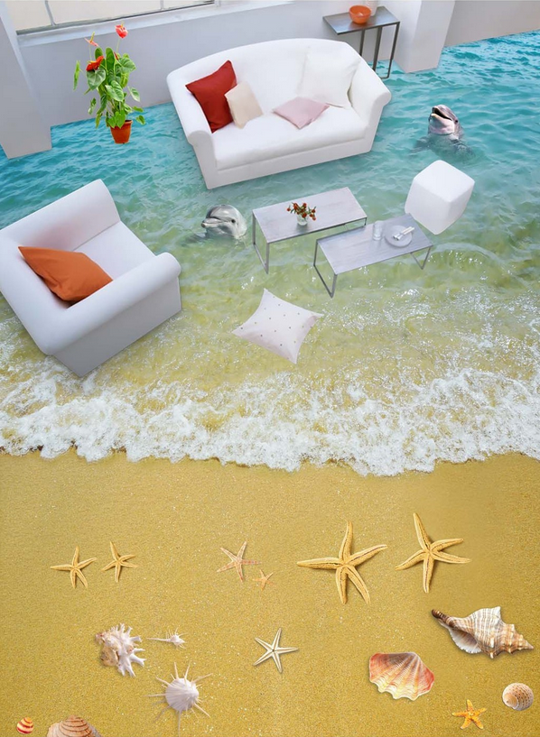 3D Gorgeous Beach Floor Mural Non-slip, Waterproof & Removable Rug Ma ...
