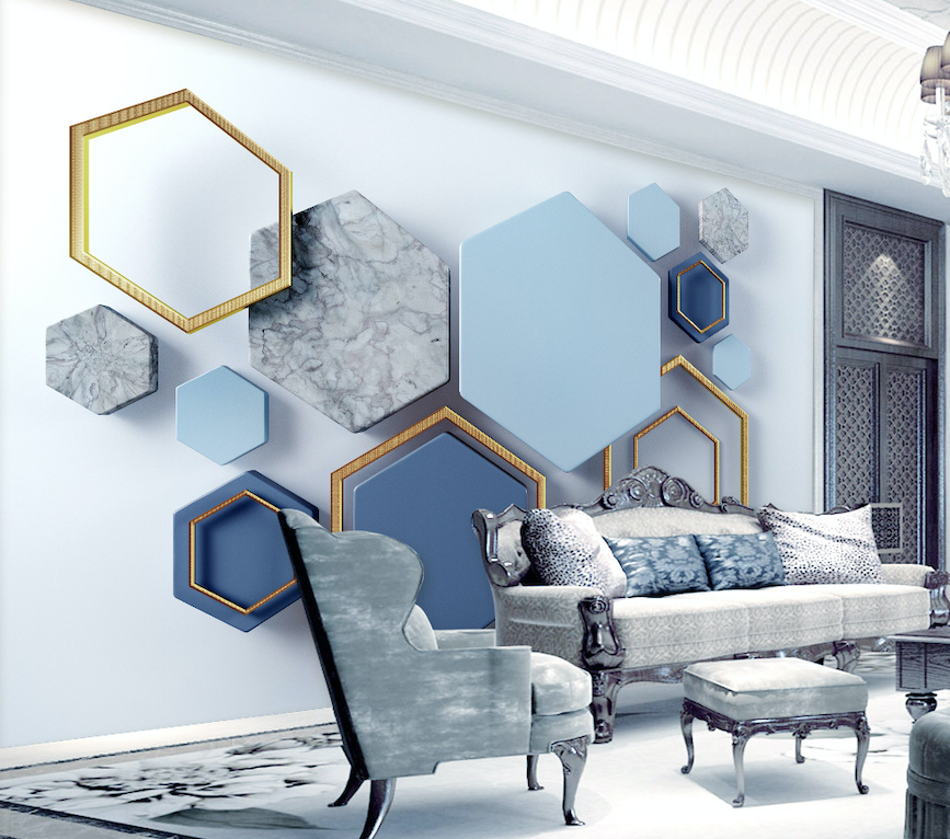 3D Blue Modern WG026 Wall Murals | AJ Wallpaper
