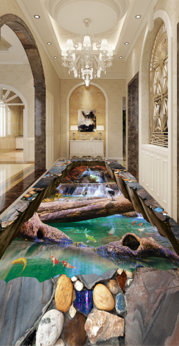 3D River Flooding 041 Floor Mural Self-Adhesive Sticker Bathroom Non-s ...